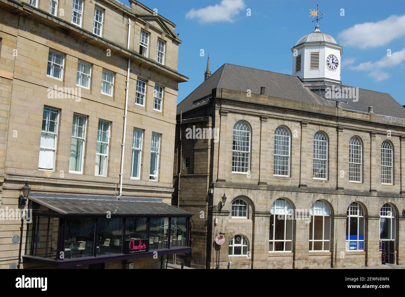Charlies bar Newcastle Upon Tyne drink food wine old style tower clock ...