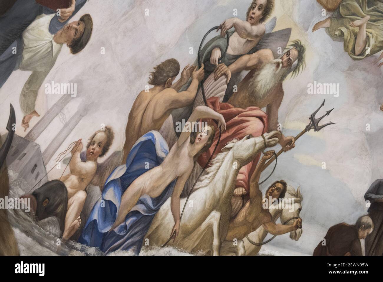 A fresco by Constantino Brumidi is pictured on the ceiling of the ...
