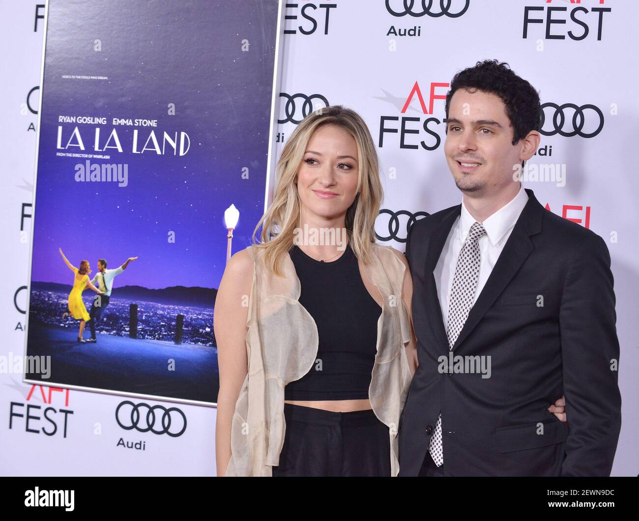 (L-R) Damien Chazelle and Olivia Hamilton arrives at the AFI Fest 2016 ...