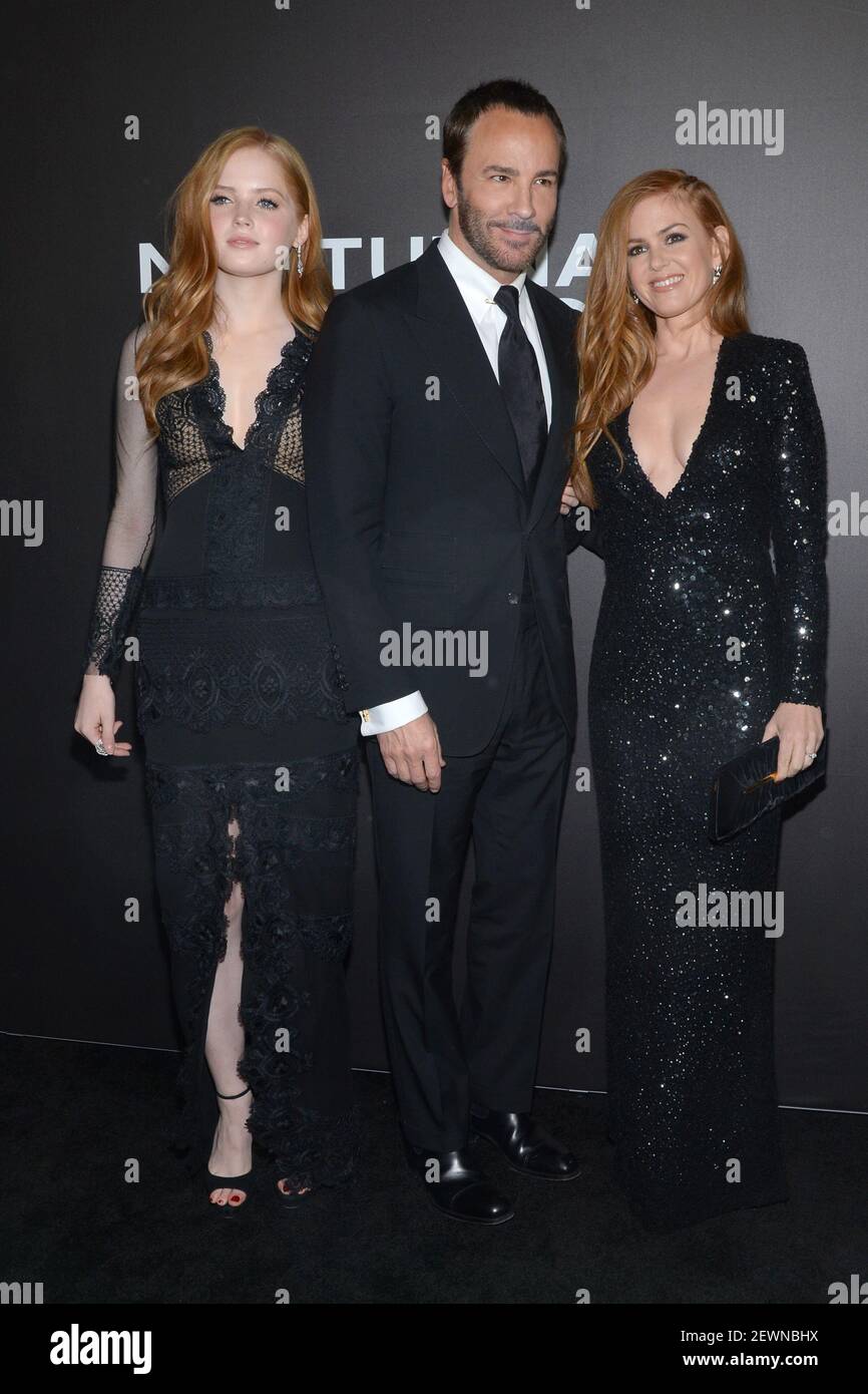 (L-R) Ellie Bamber, Director Tom Ford and Isla Fisher attend the ...