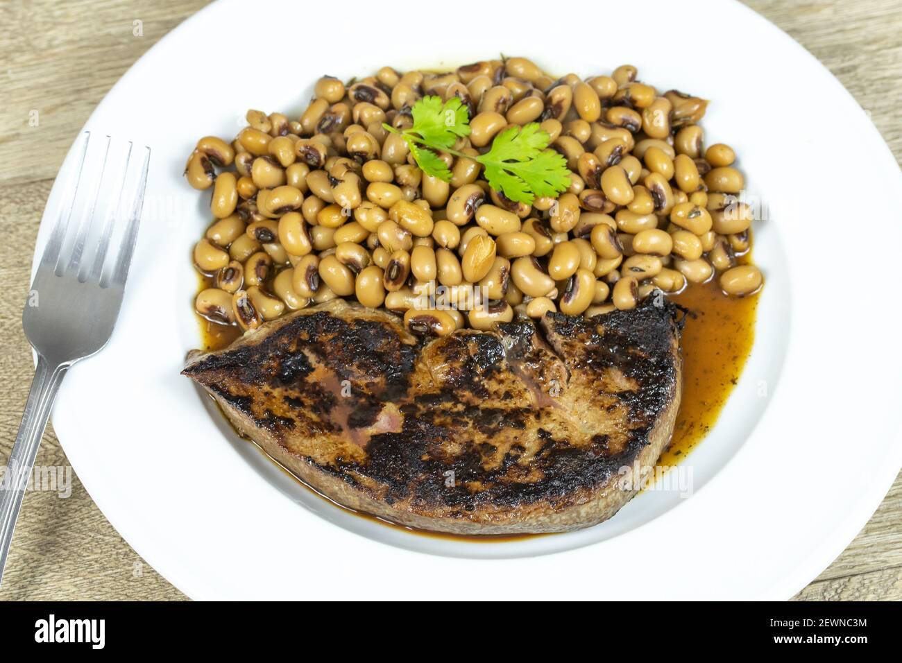 slice of liver and bean Stock Photo - Alamy