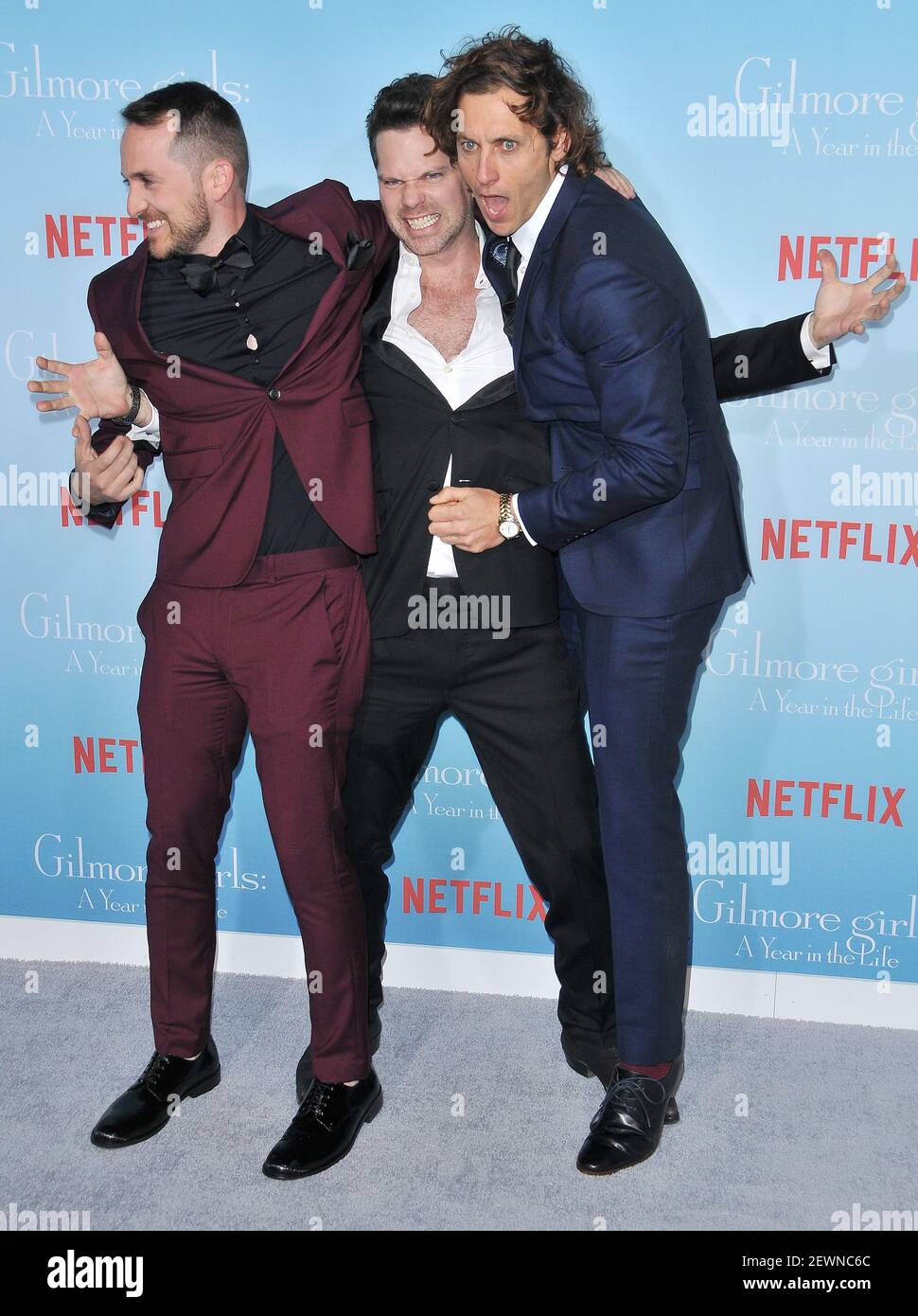 (L-R) Alan Loayza, Nick Holmes and Tanc Sade arrives at Netflix's ...