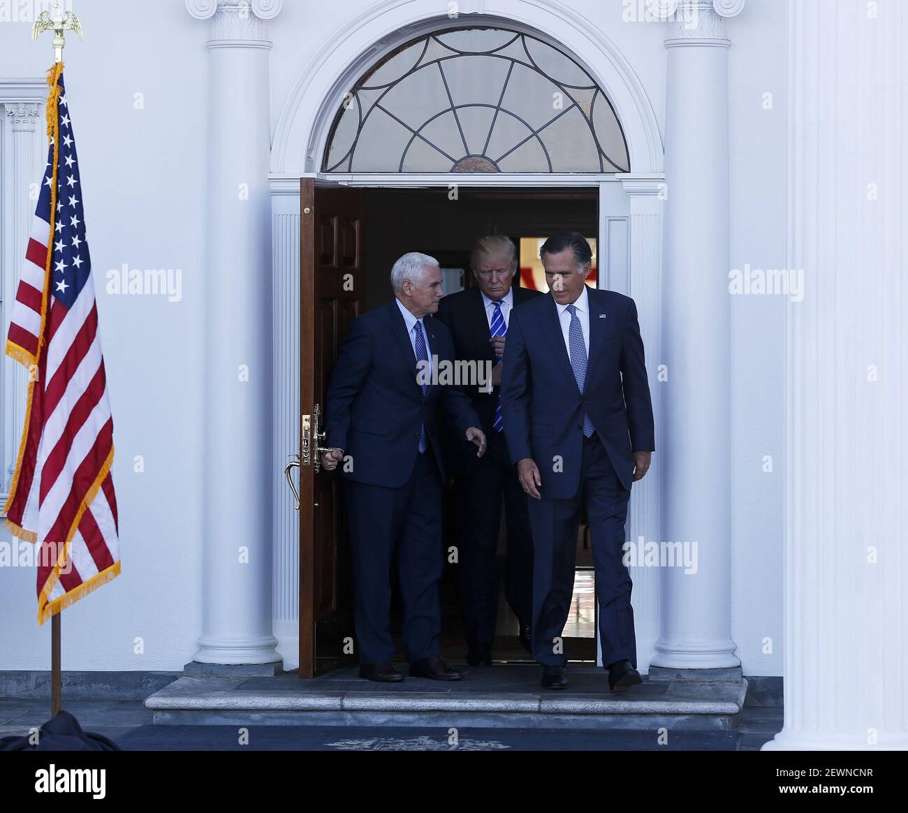 Mitt Romney leaves after meeting with President-elect Donald Trump and ...