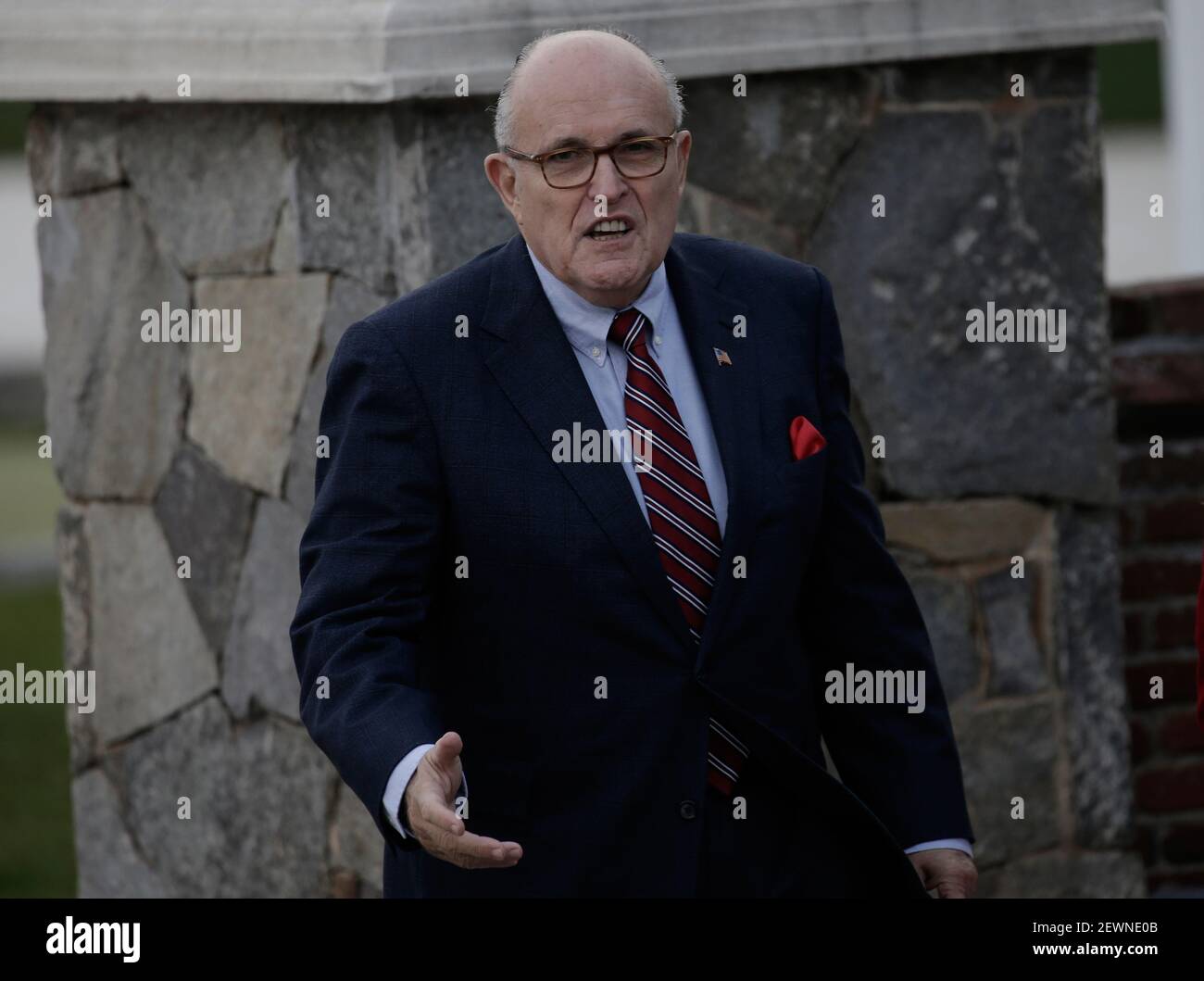 Former New York City Mayor Rudy Giuliani (C) arrives for a meeting with ...