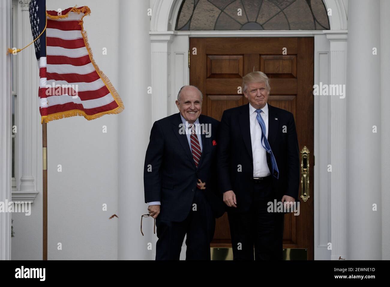 Former New York City Mayor Rudy Giuliani (L) poses with US President ...