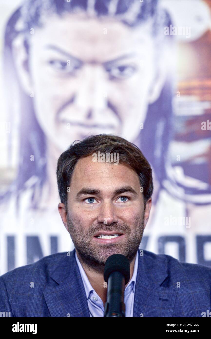 Edward Hearn, an English boxing promoter, speaks during Katie Taylor's ...