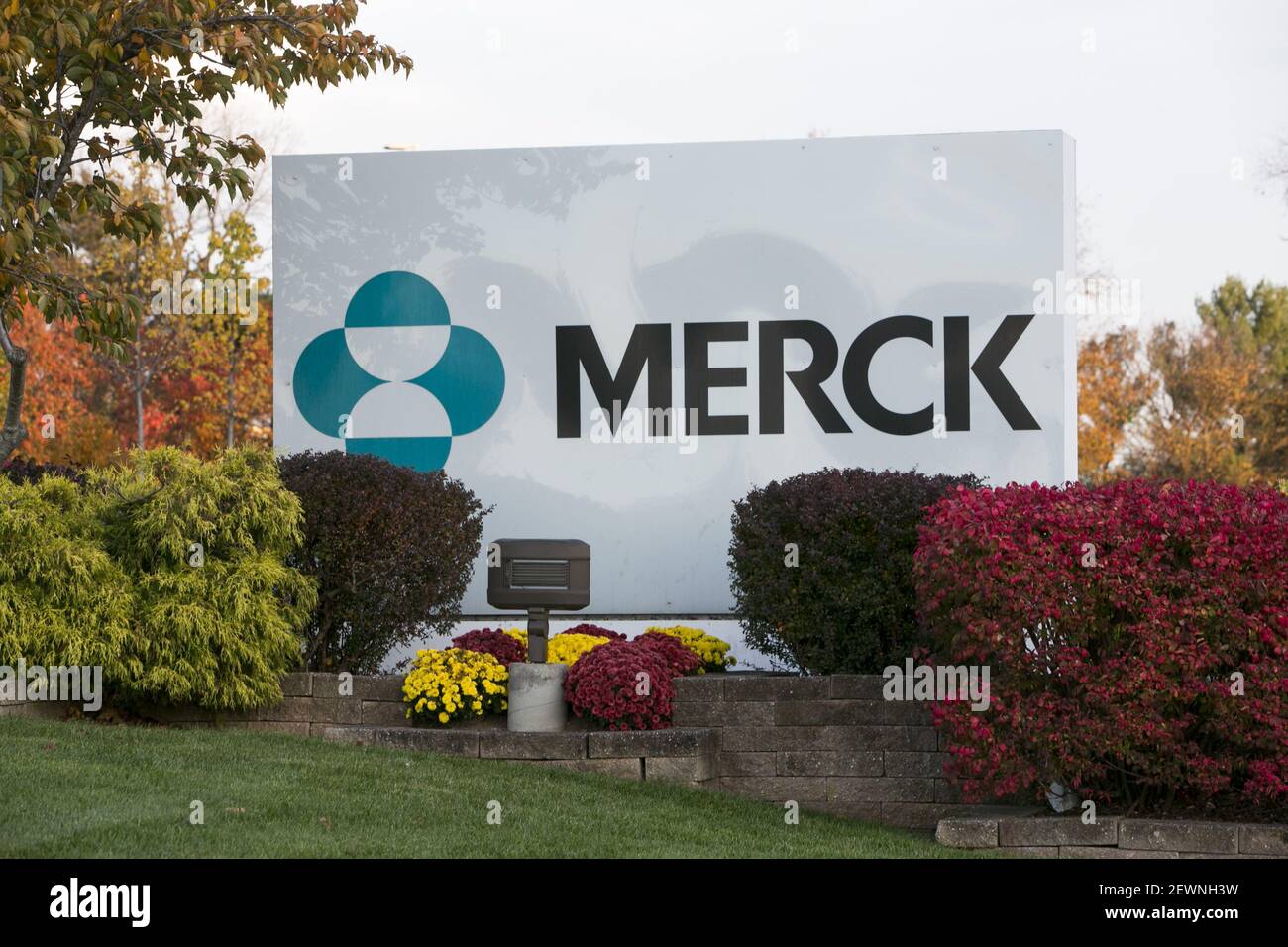 A logo sign outside of a facility occupied by Merck & Co., Inc., in ...