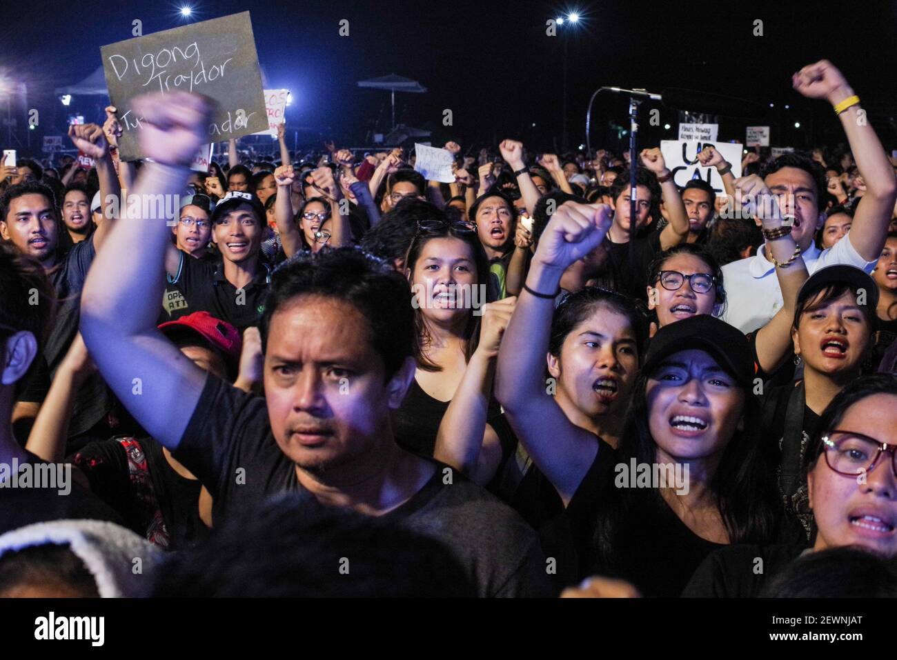 Student activists react with the crowd during the "Black Friday Protest ...