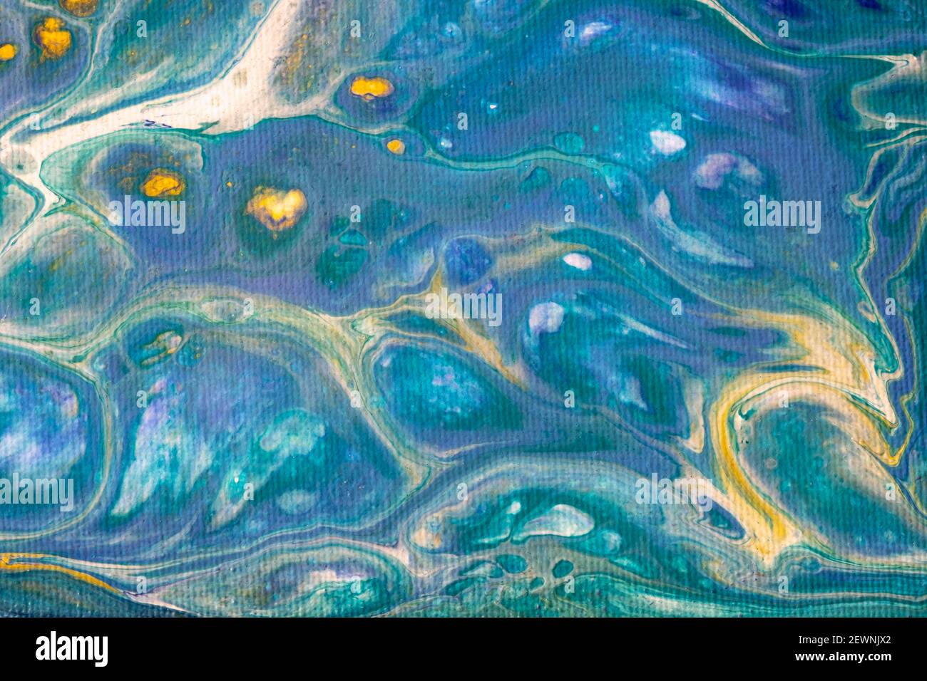 Abstract fluid art background light blue and yellow colors. Liquid ...