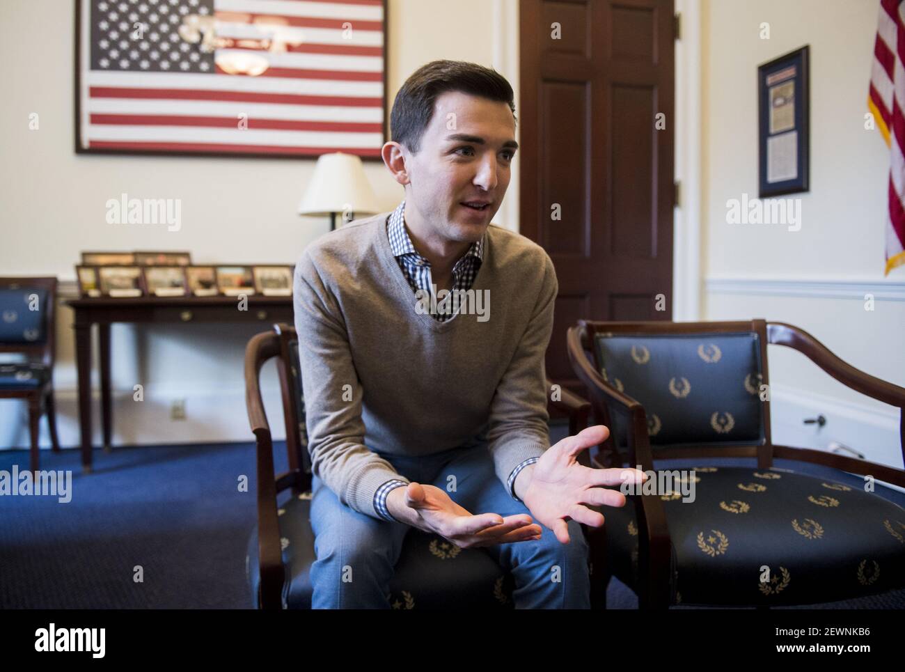 UNITED STATES - NOVEMBER 28: Mitchell Rivard, the president of the LGBT ...