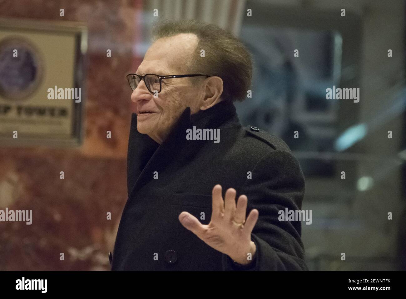 Television and radio host Larry King is seen in the lobby of Trump ...