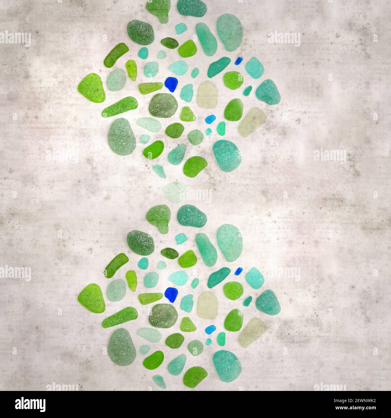 stylish textured old paper background with sea glass pebble pieces ...