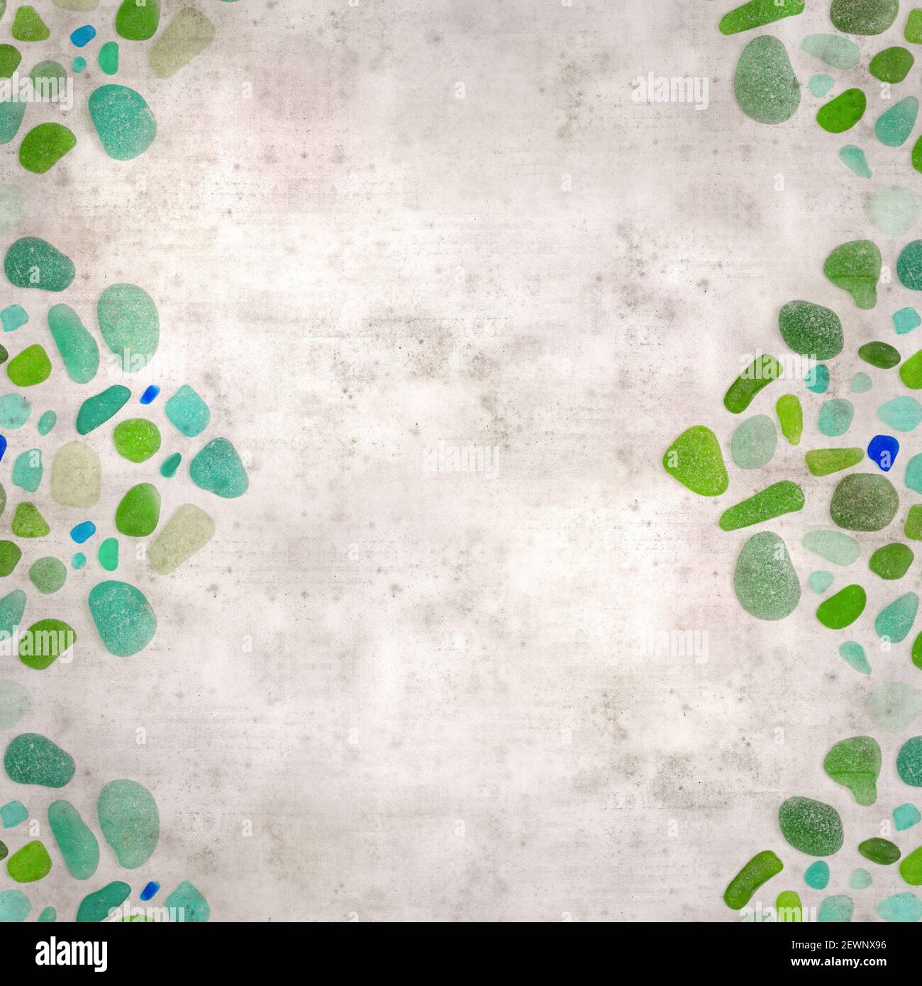 stylish textured old paper background with sea glass pebble pieces ...