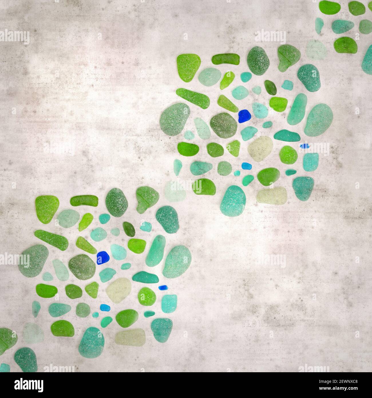 stylish textured old paper background with sea glass pebble pieces ...