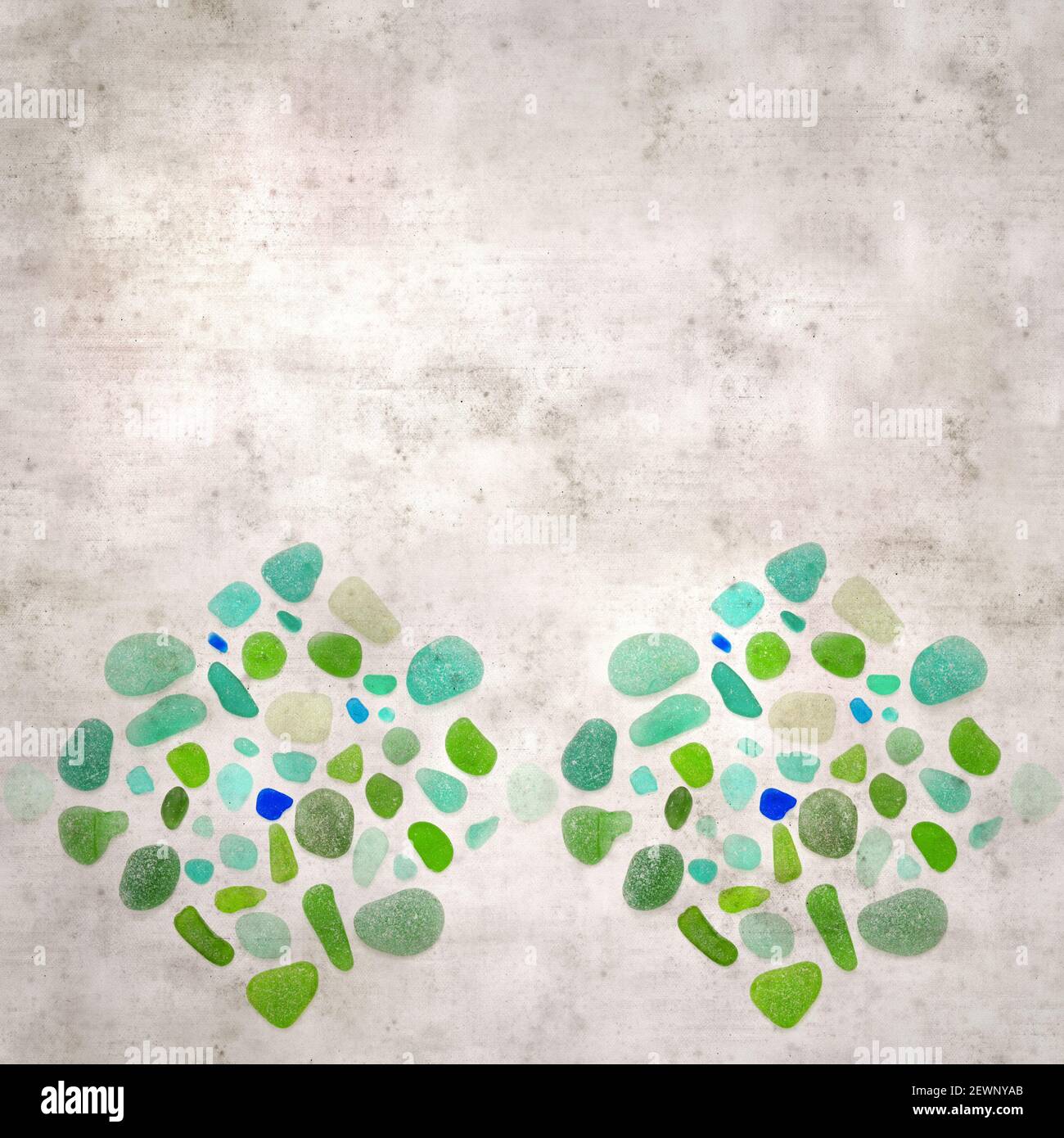 stylish textured old paper background with sea glass pebble pieces ...