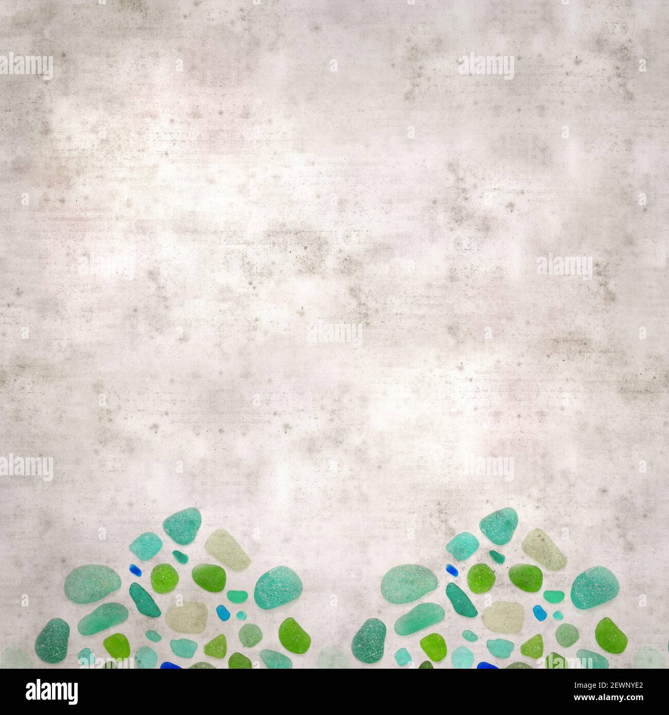 stylish textured old paper background with sea glass pebble pieces ...