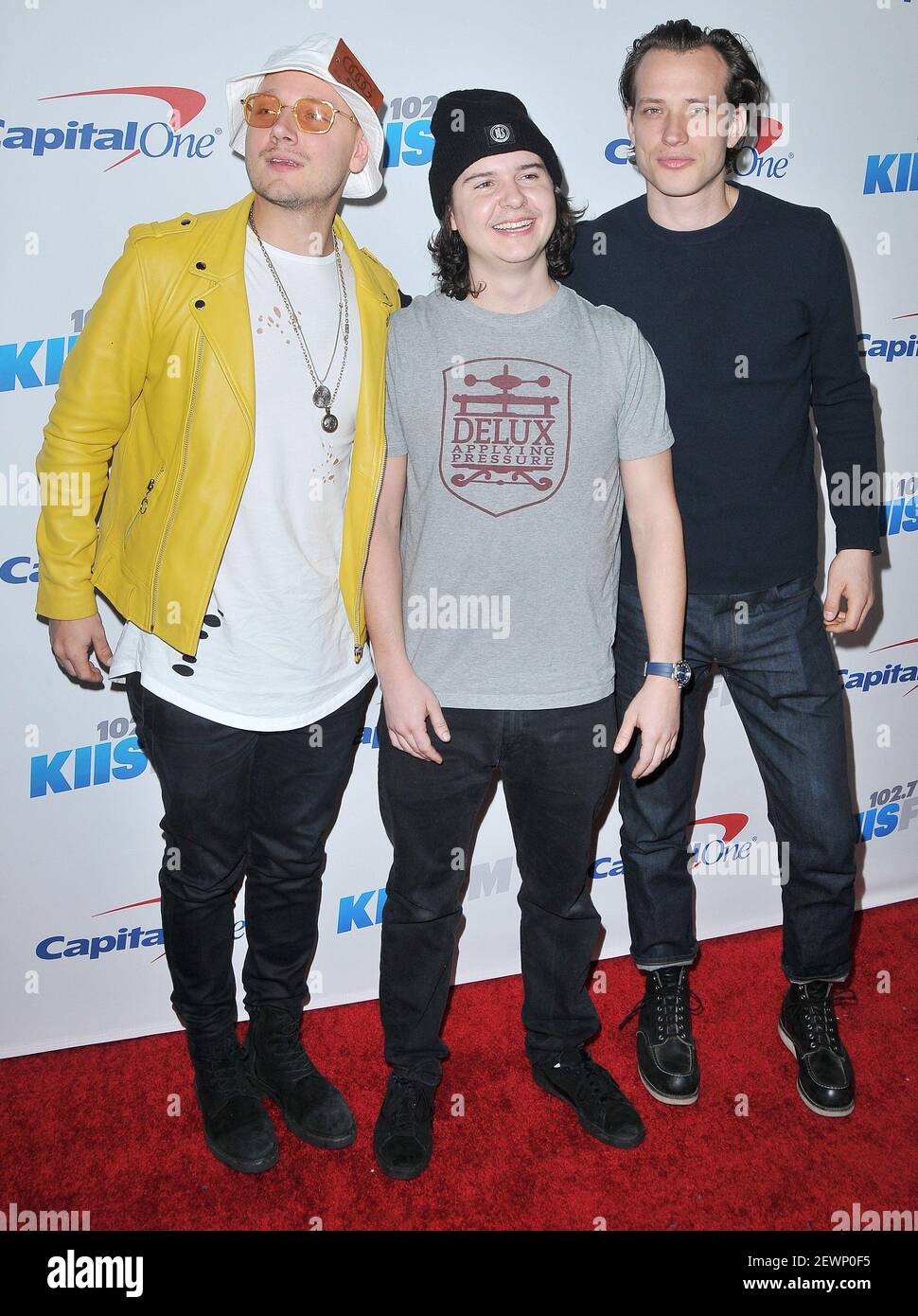 (L-R) Mark Falgren, Lukas Graham Forchhammer and Magnus Larsson arrives ...