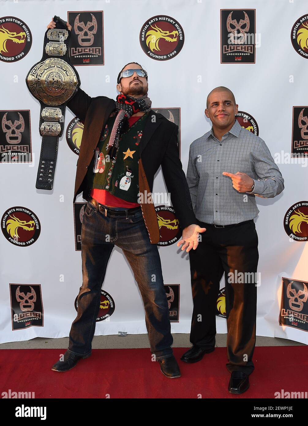 BURBANK, CA - DECEMBER 3: Actors Johnny Mundo (L) and Ricky Reyes at the El Rey Networks "Lucha ...