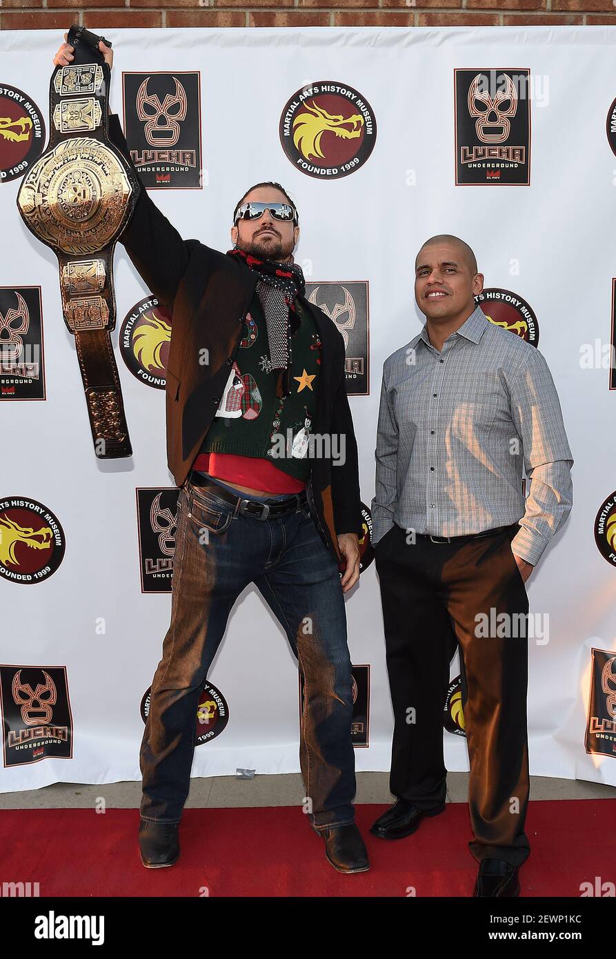 BURBANK, CA - DECEMBER 3: Actors Johnny Mundo (L) and Ricky Reyes at the El Rey Networks "Lucha ...