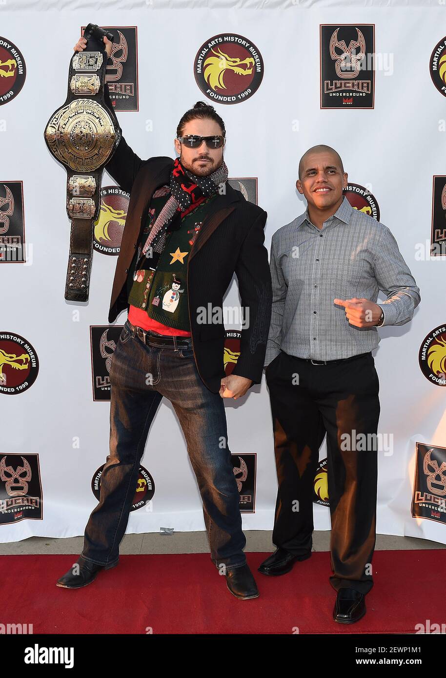 BURBANK, CA - DECEMBER 3: Actors Johnny Mundo (L) and Ricky Reyes at the El Rey Networks "Lucha ...