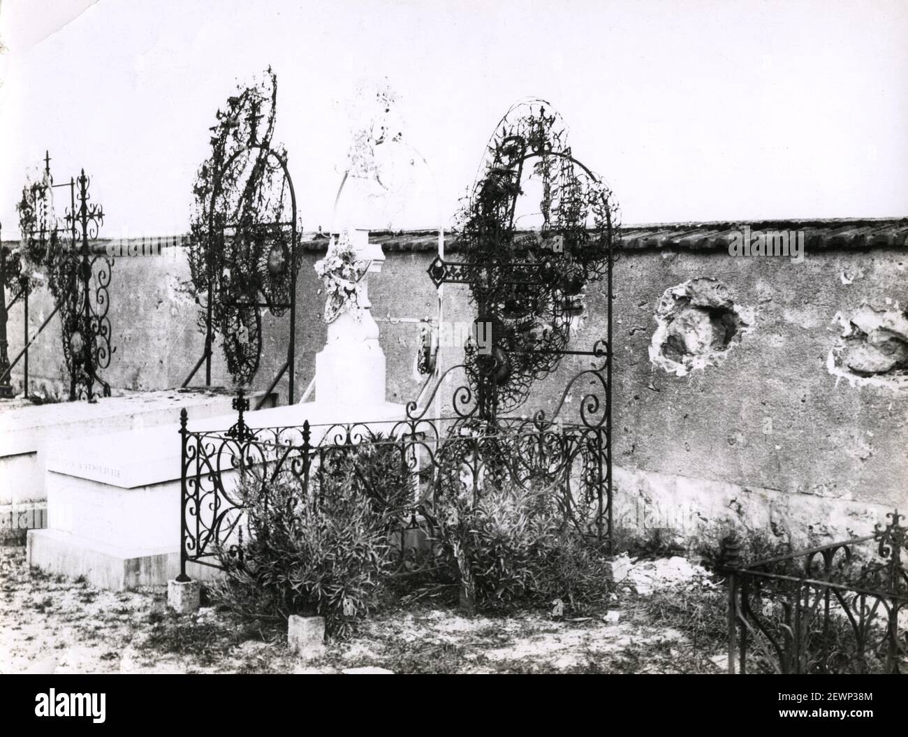 Vintage World War One photograph - WWI: bomb damage in a graveyard ...