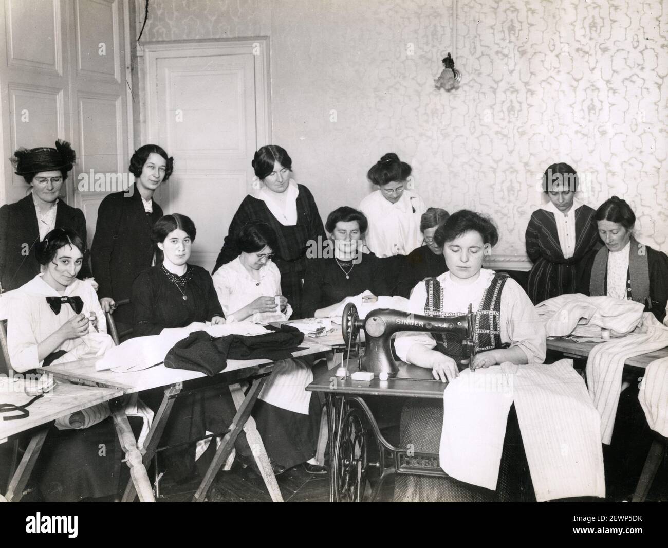 Vintage World War One photograph - WWI: women making garments for ...