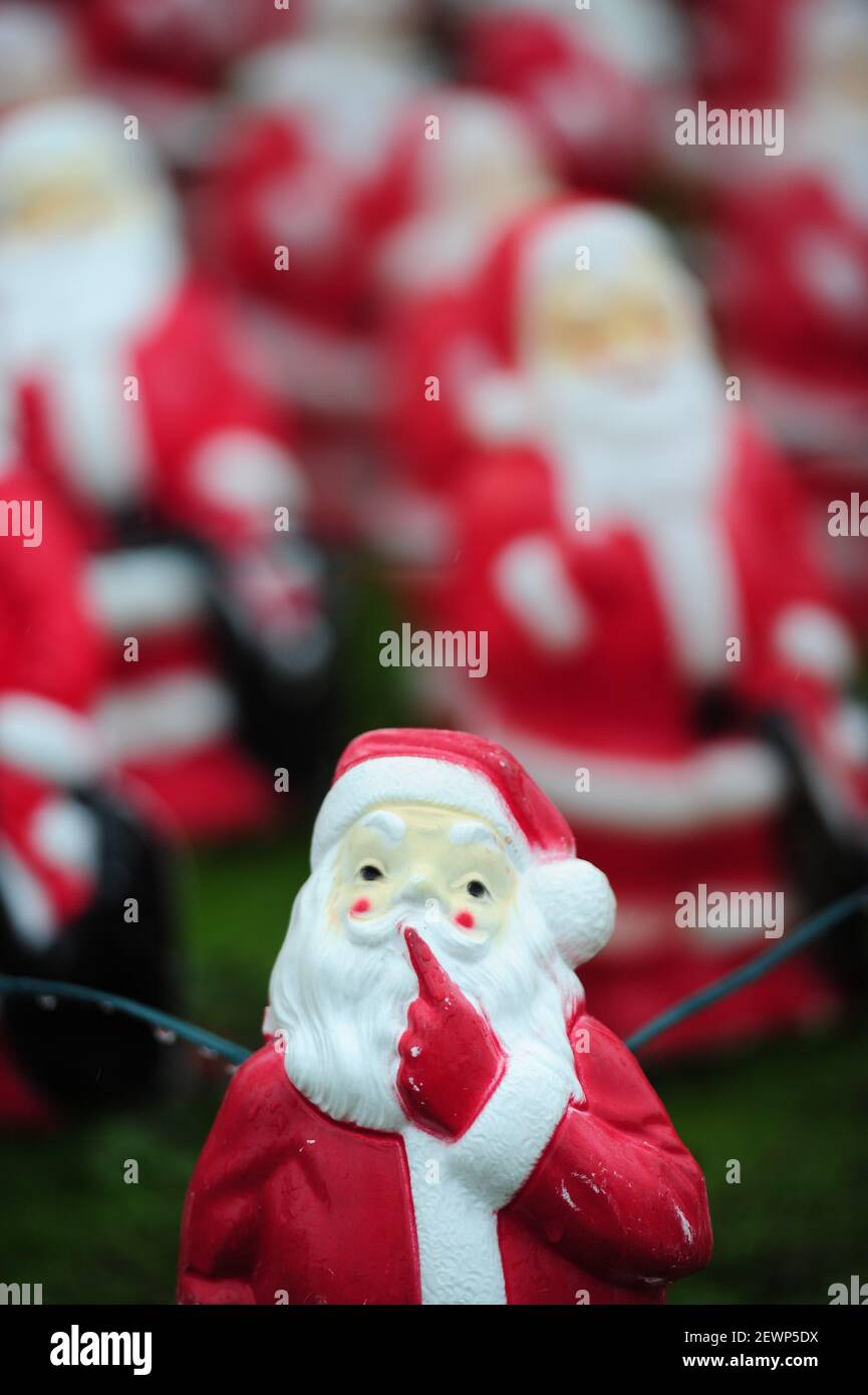 A festive display known as 'The Santa Clones' by artist Chris Willis is ...