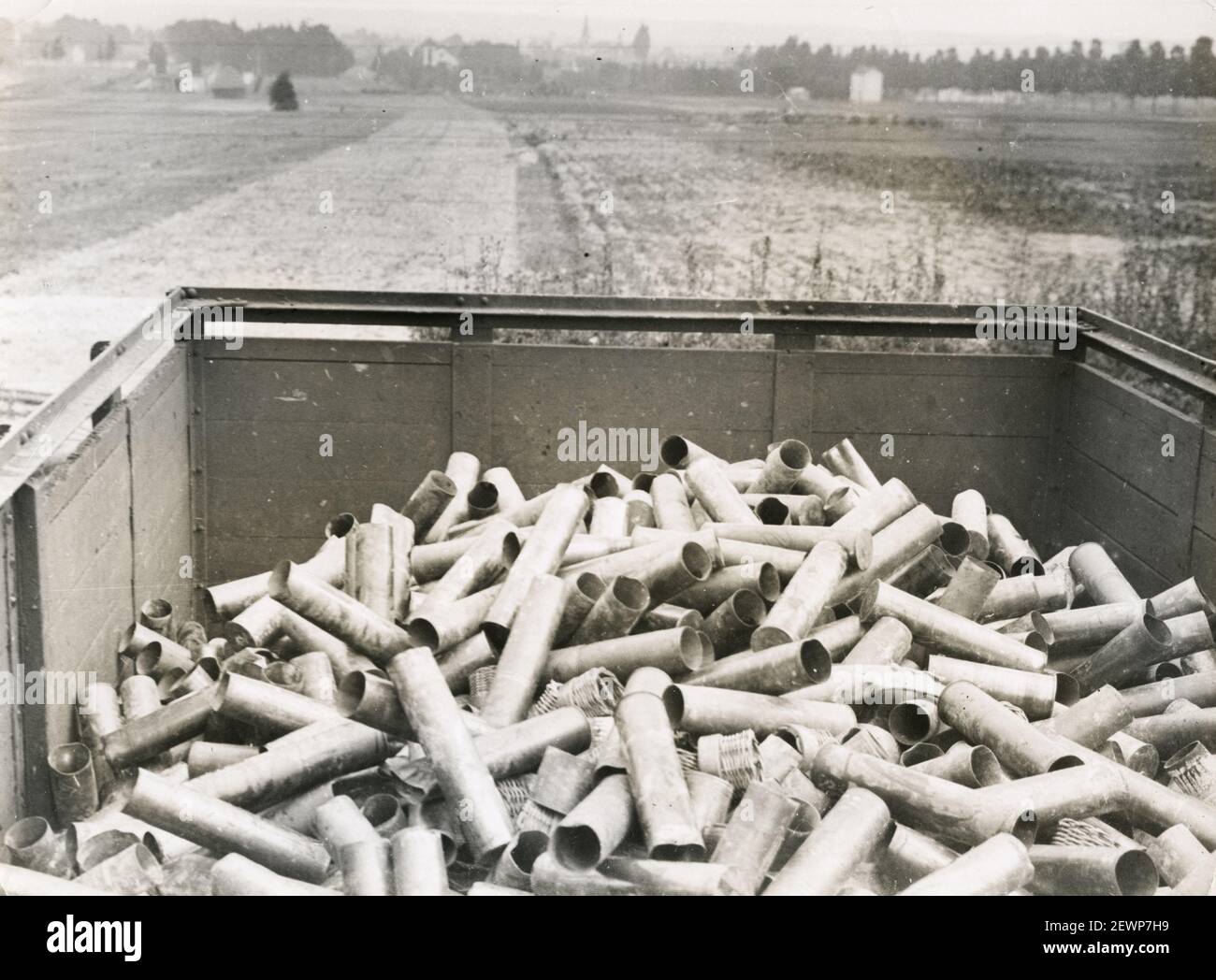 Vintage World War One photograph - WWI: railway truck full of shell ...