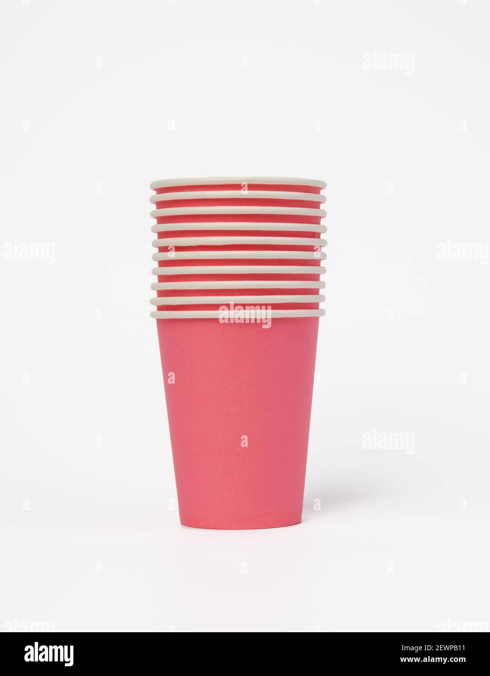 pink paper disposable cups on a white background, concept eco-friendly ...