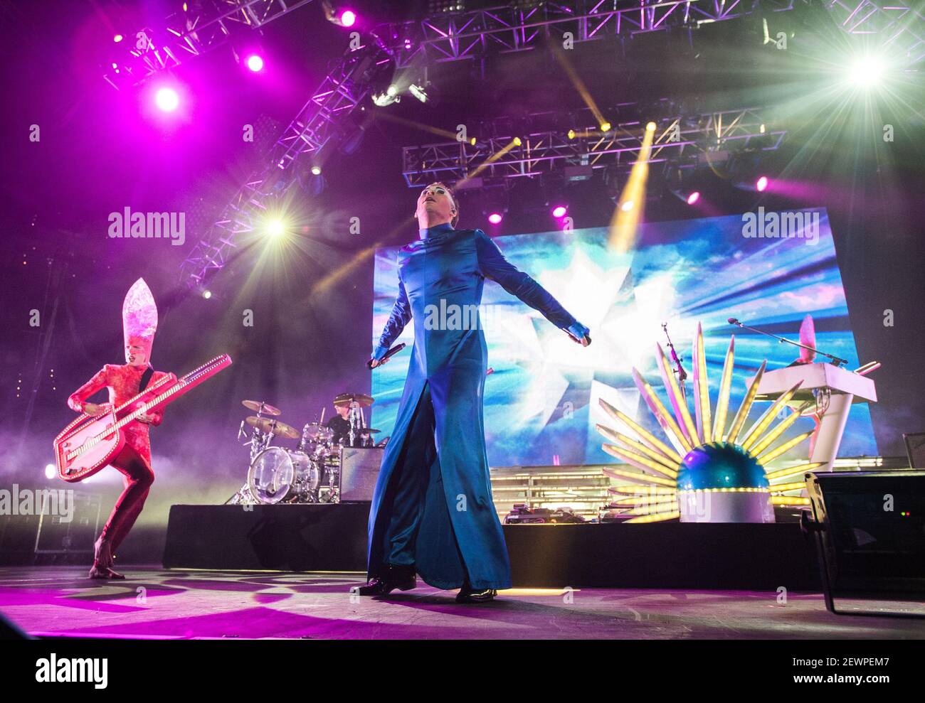 Musician Luke Steele of the band Empire of the Sun performs during the ...