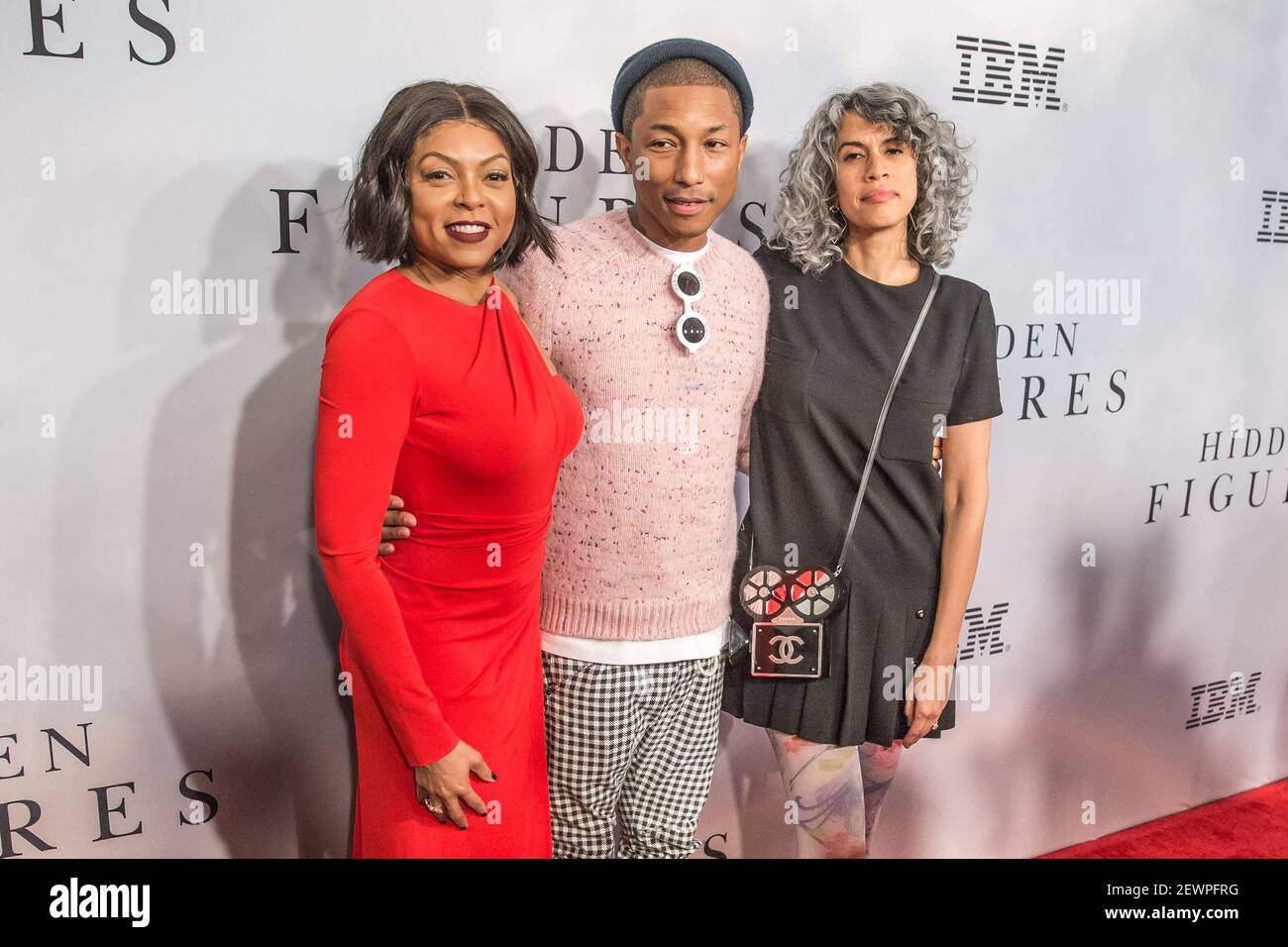 (L-R) Actress Taraji P. Henson, Mimi Valdes and singer Pharrell ...