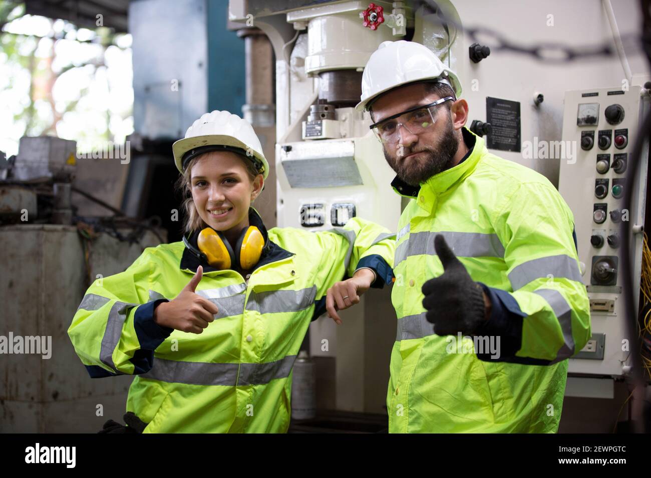 Portrait woman worker and engineer under inspection and checking ...