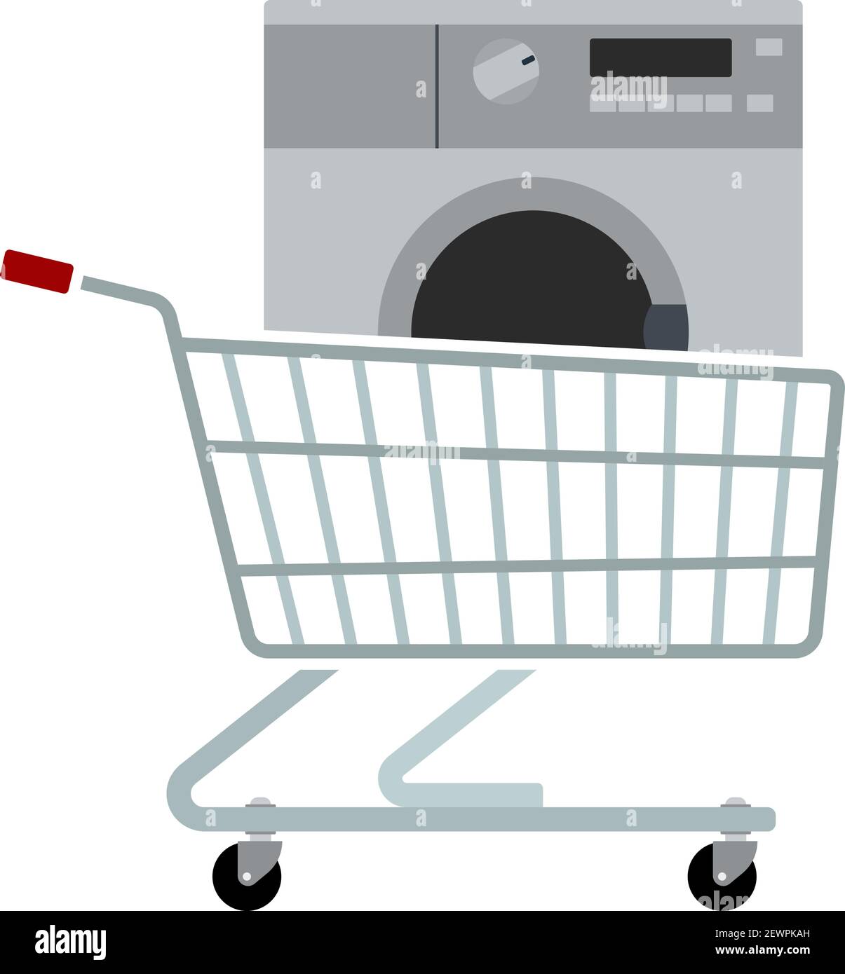 Shopping Cart With Washing Machine Icon. Flat Color Design. Vector ...