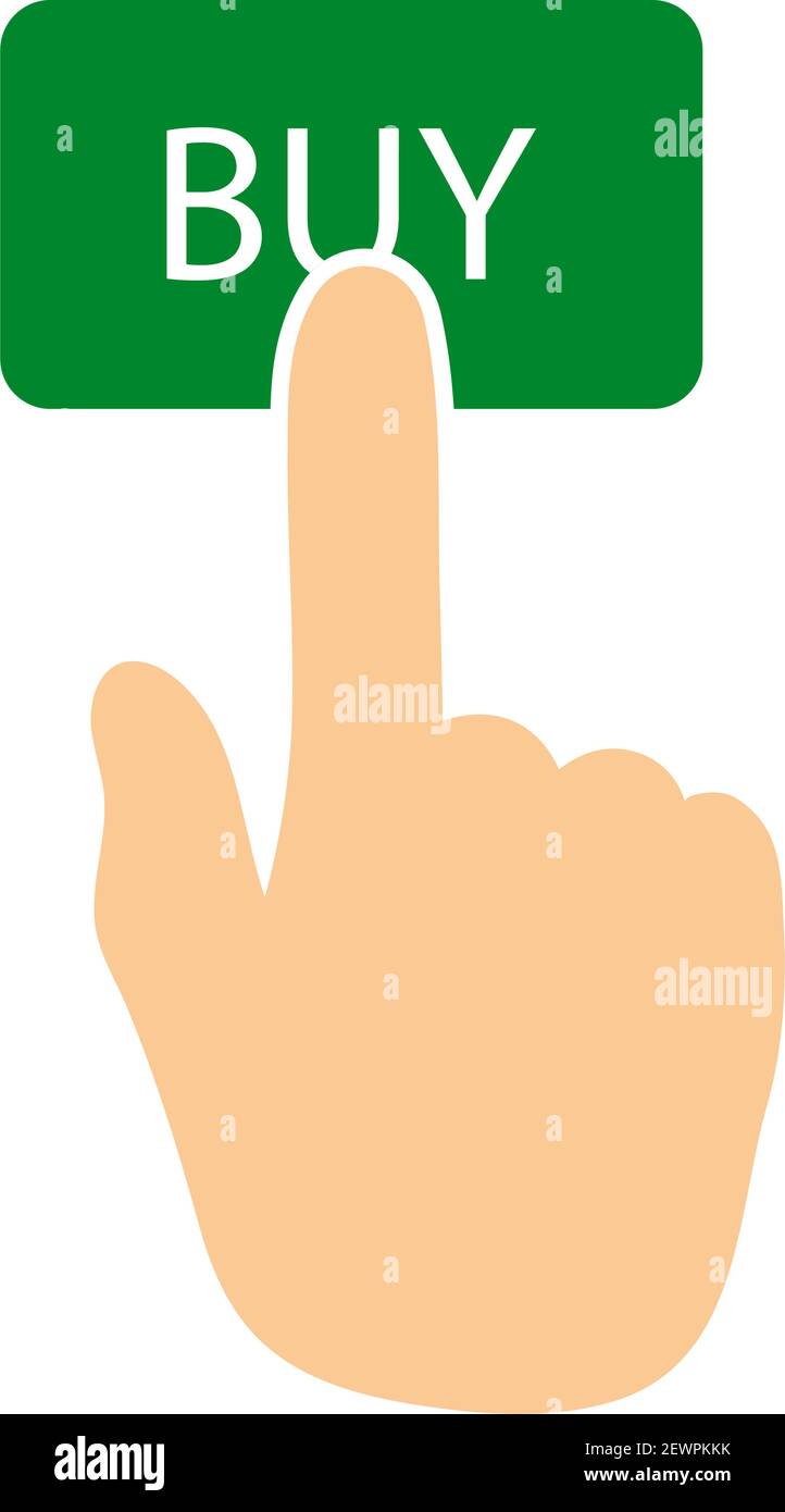 Finger Push The Buy Button Icon. Flat Color Design. Vector Illustration ...