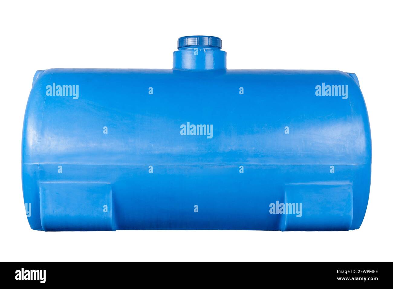 Blue plastic water tank isolated on white Stock Photo - Alamy
