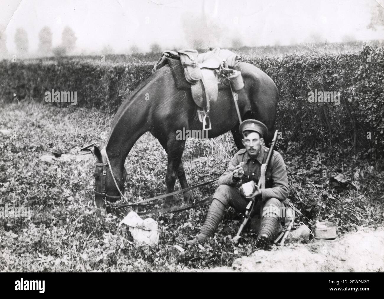 Vintage World War One photograph - WWI: British cavalry soldier and his ...