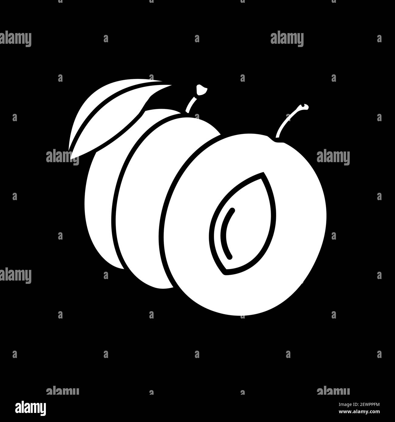 Nectarine peach fruit icon Black and White Stock Photos & Images - Alamy