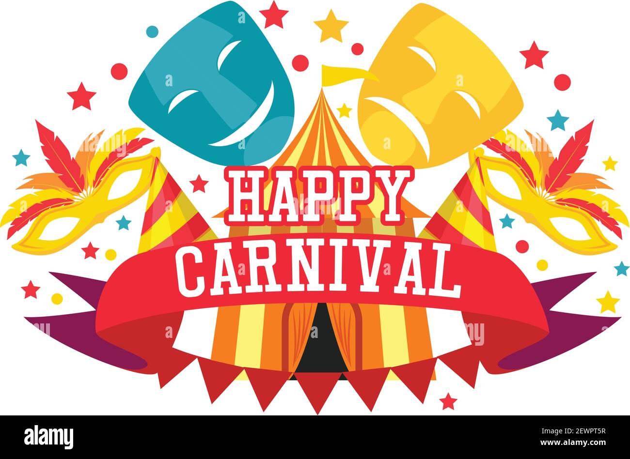 happy carnival festive concept isolated on white background. vector ...