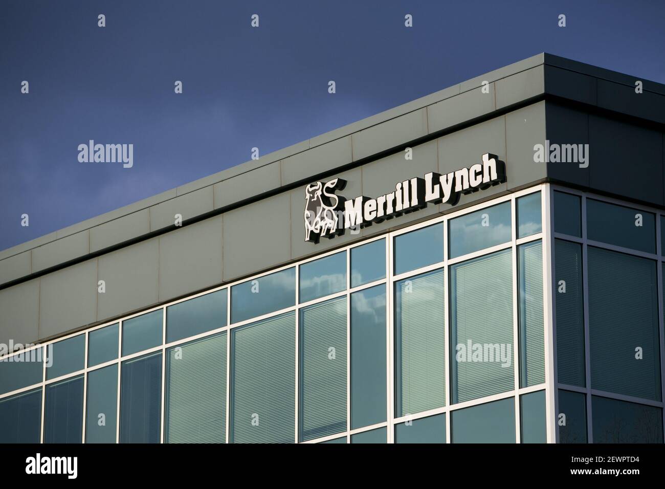 A logo sign outside of a facility occupied by Merrill Lynch in Mount ...