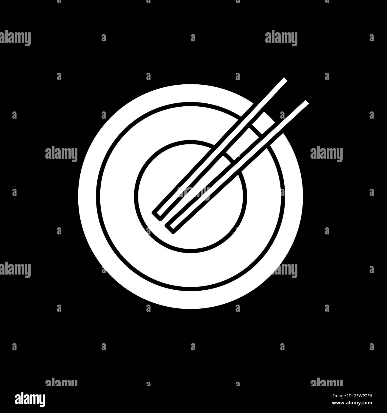Empty dish with chopsticks dark mode glyph icon Stock Vector Image ...