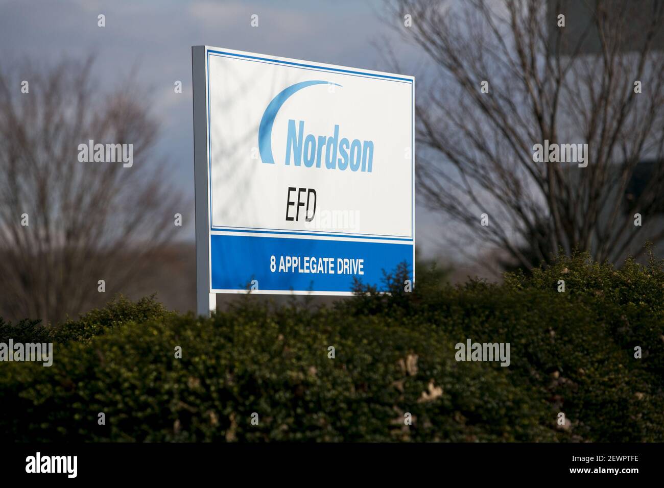 A logo sign outside of a facility occupied by Nordson Corporation in ...