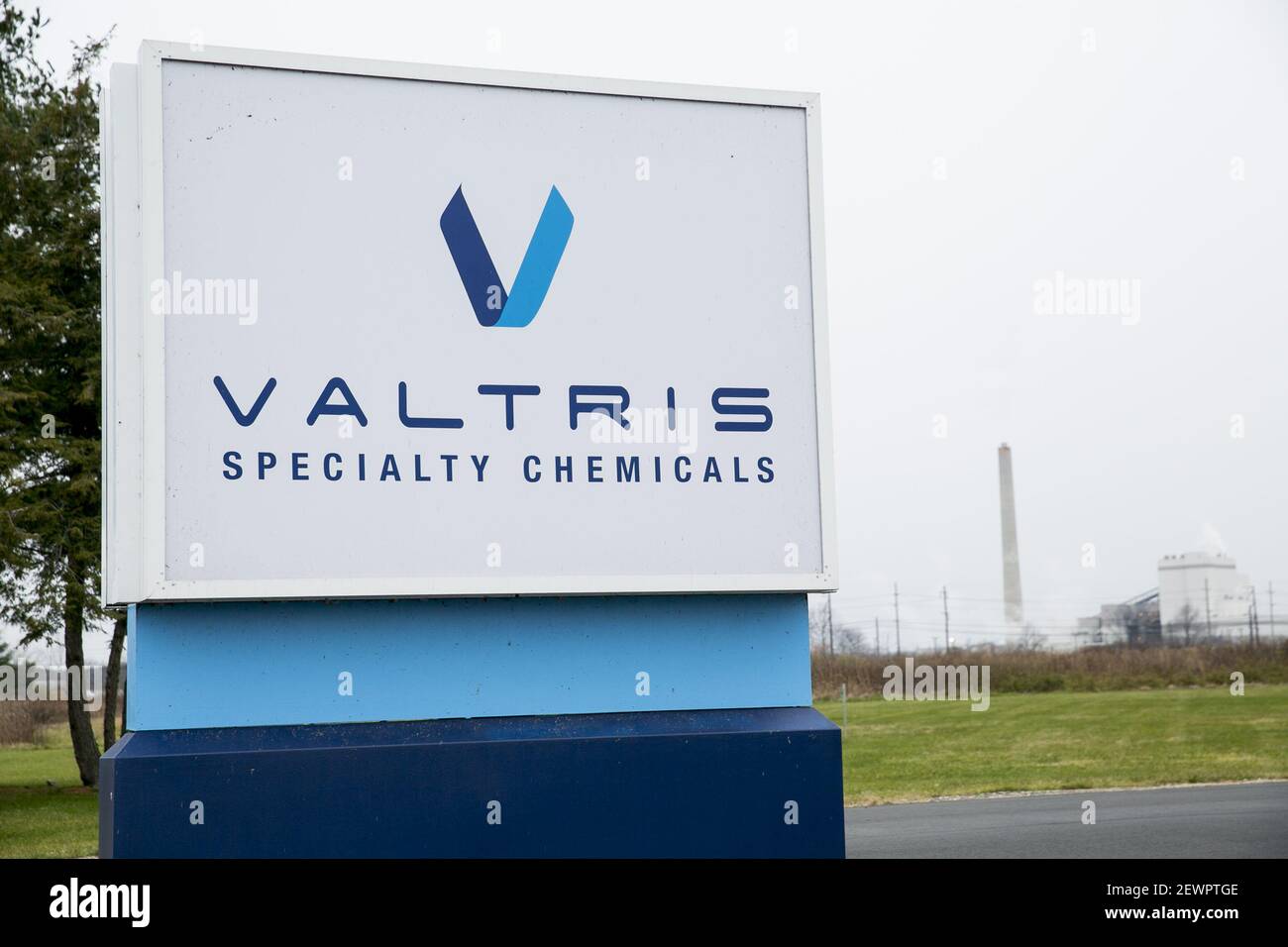 A logo sign outside of a facility occupied by Valtris Specialty ...