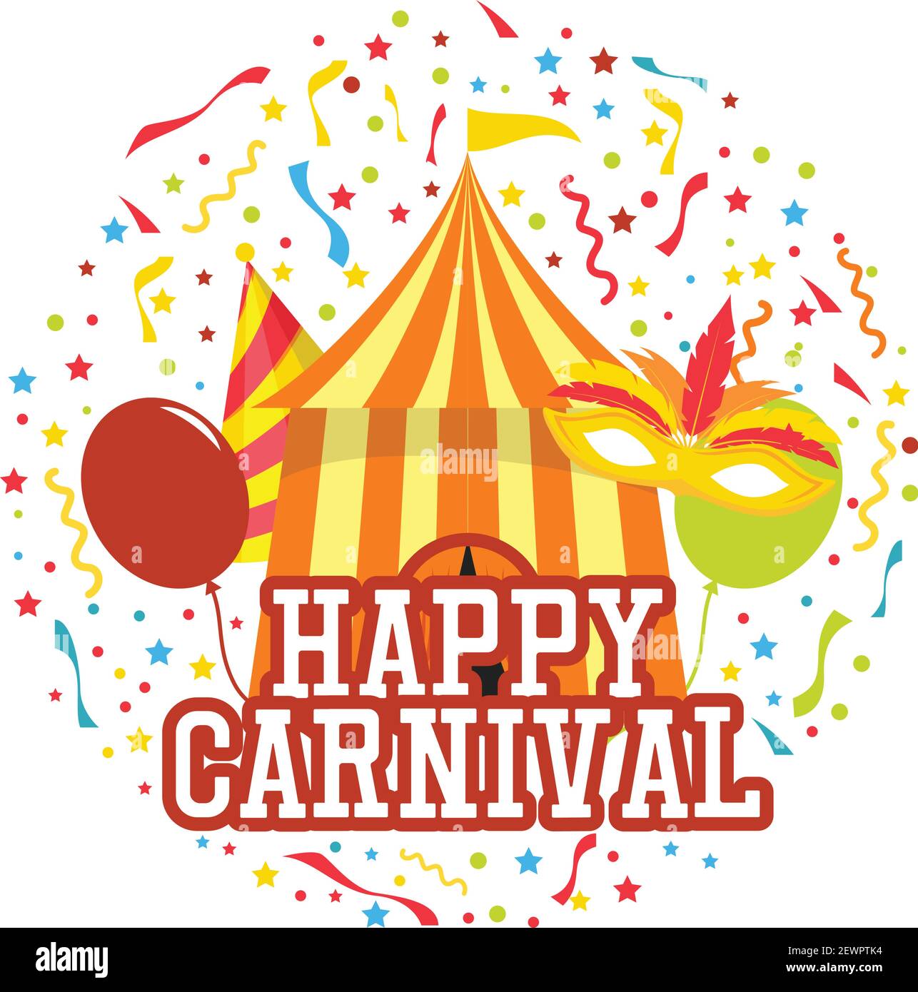 happy carnival festive concept isolated on white background. vector ...
