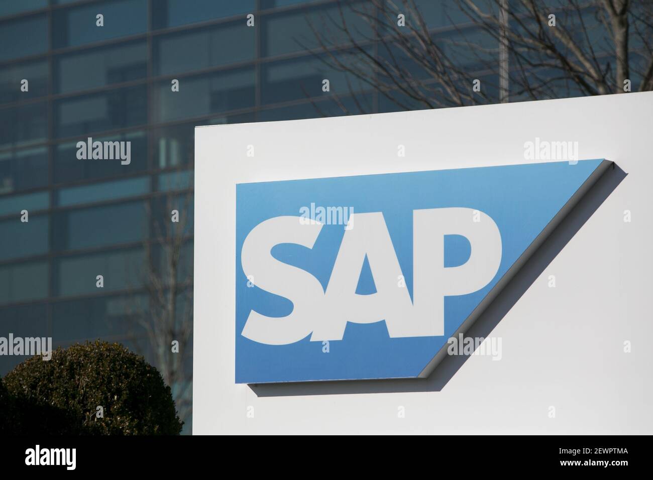 A logo sign outside of a facility occupied by SAP SE in Newtown Square ...