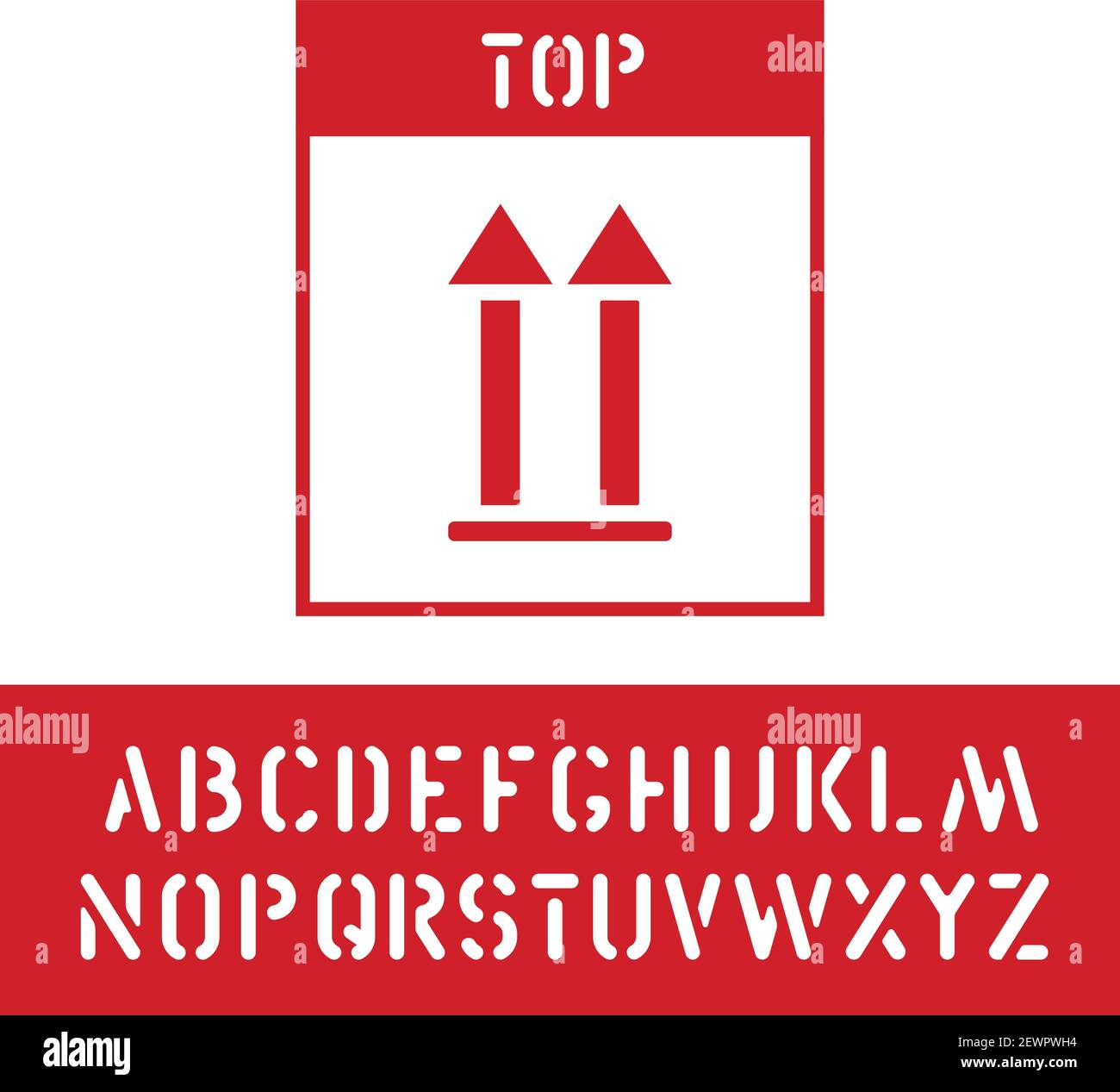 Packaging this way up symbol stamp with cargo alphabet, for wooden ...