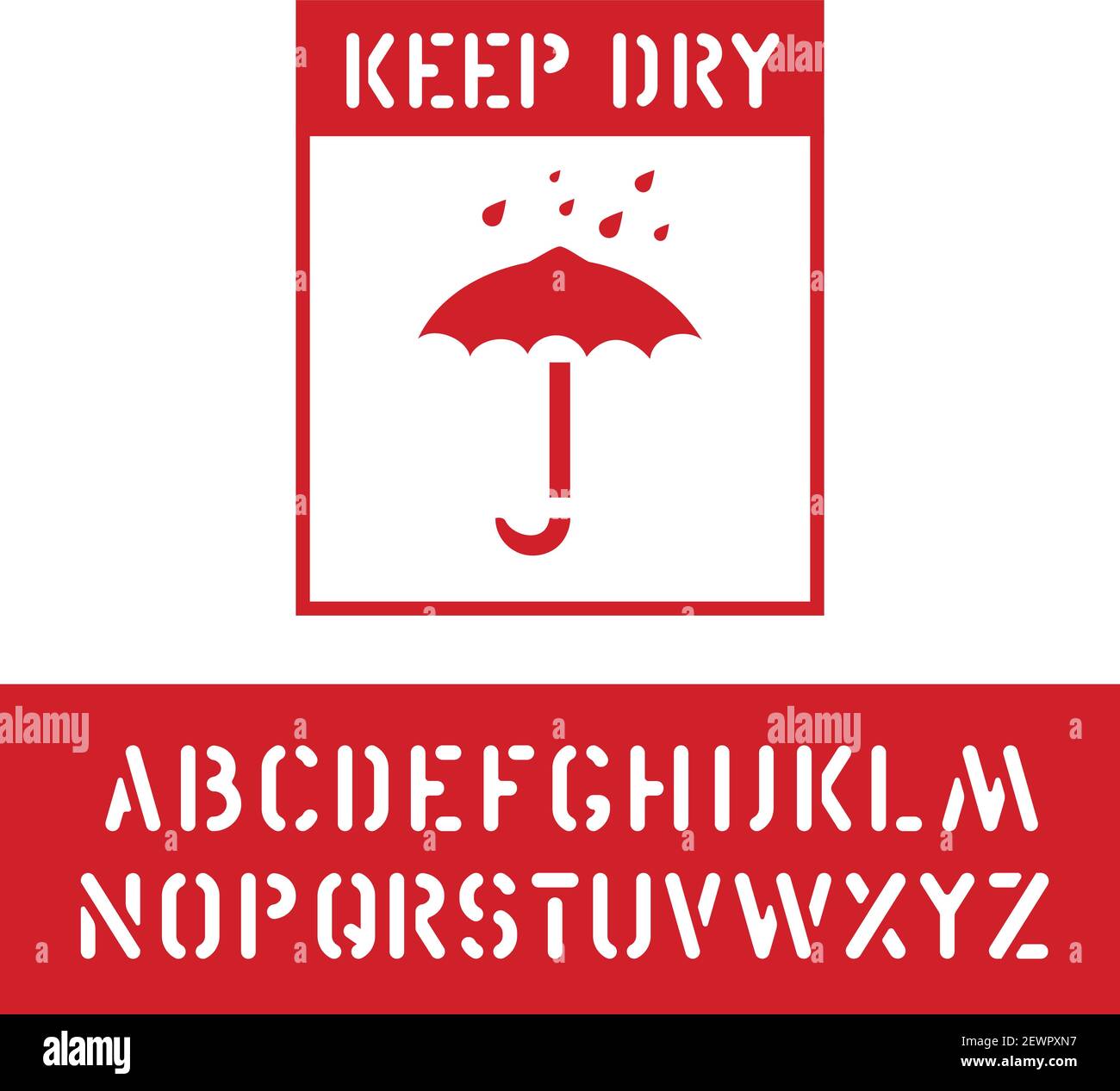 Packaging keep dry symbol stamp with cargo alphabet, for wooden ...