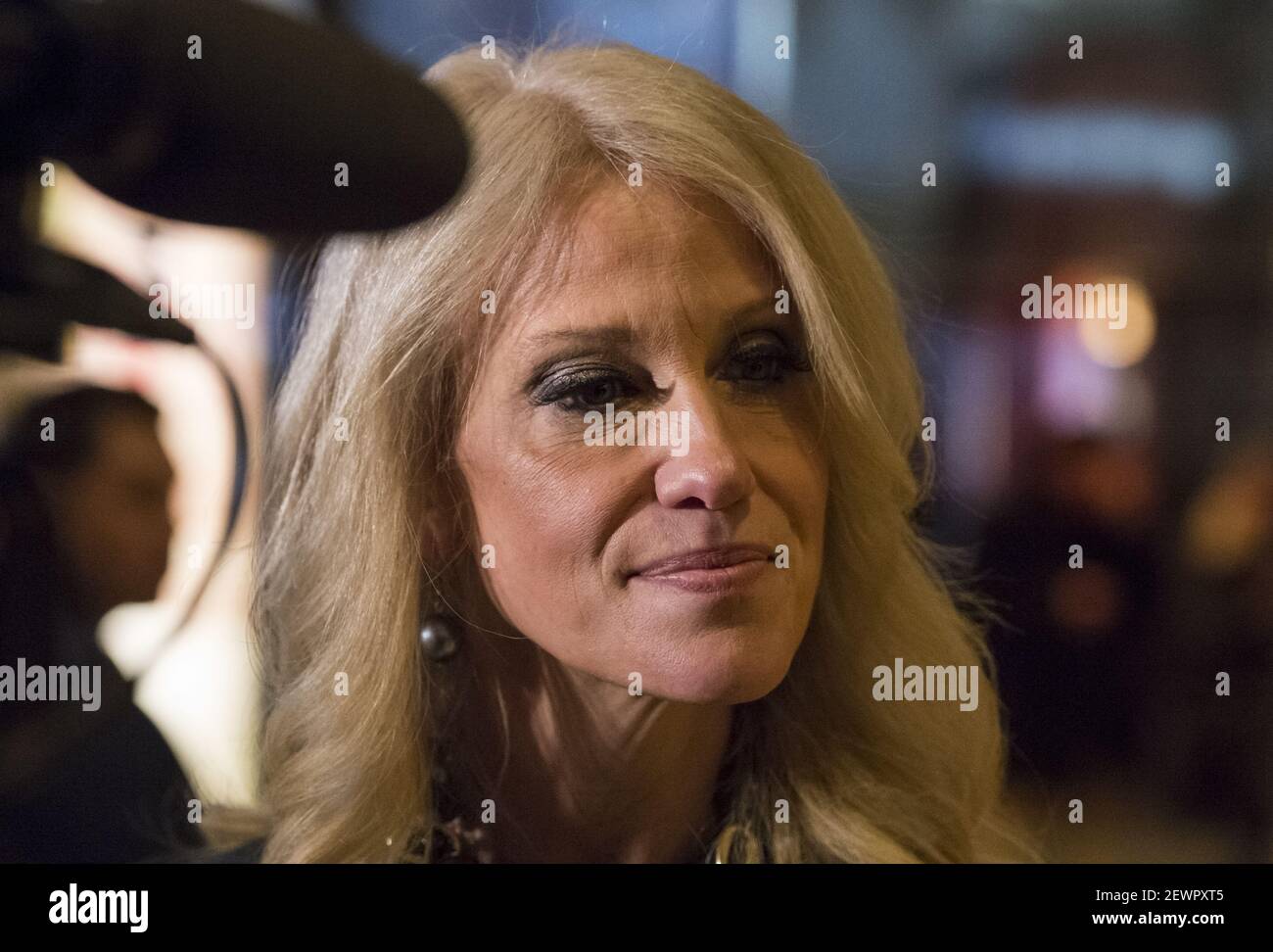 Trump campaign manager Kellyanne Conway speaks to members of the press ...
