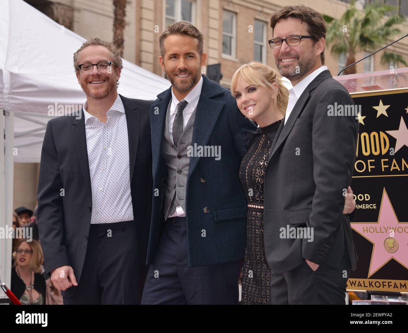 (L-R) Paul Wernick, Ryan Reynolds, Anna Faris and Rhett Reese at the ...
