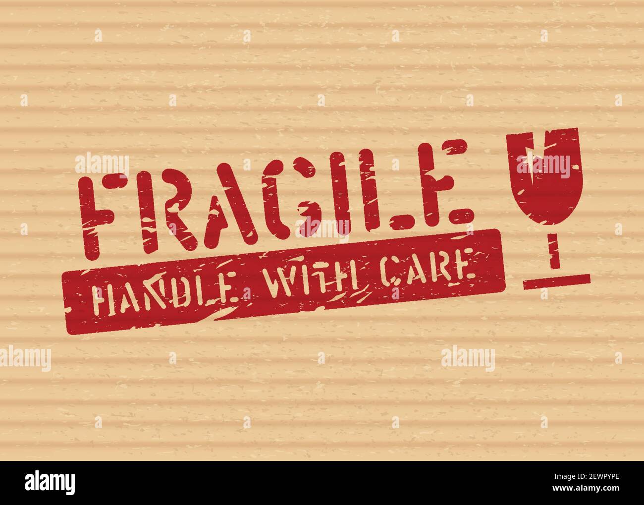 Grunge Fragile sign stamp on cardboard box for logistics or cargo ...