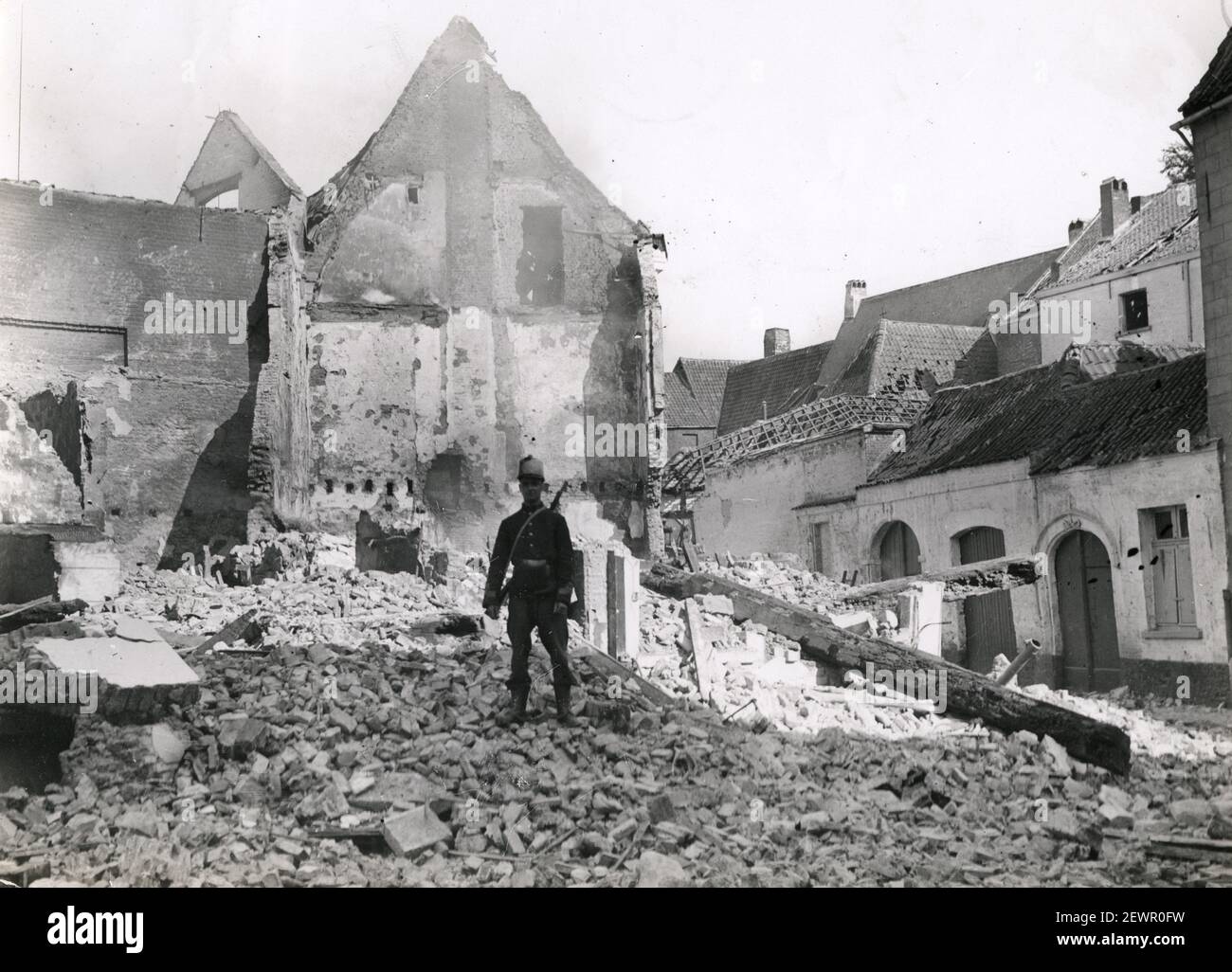 Vintage World War One photograph - WWI: damaged houses in Mechelen ...